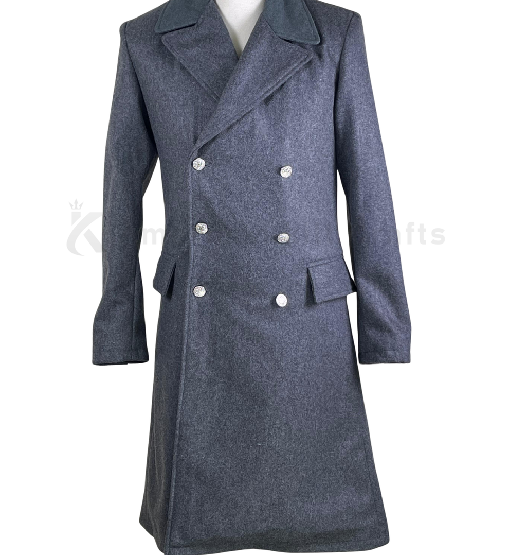 Men’s Grey Wool Military Greatcoat | Double Breasted Classic Long Tren ...